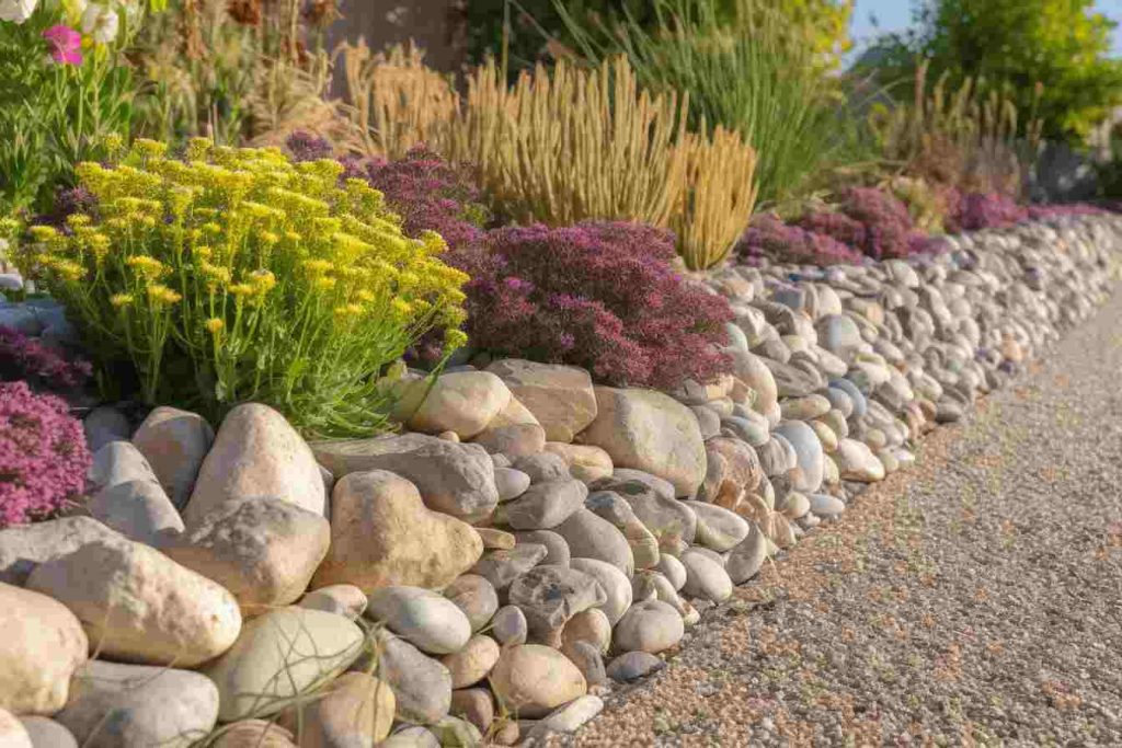 10 Easy and Affordable Flower Bed Ideas with River Rock to Create the ...